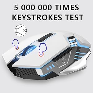 Amazon.com: White Wireless Gaming Mouse Bluetooth Mouse with 3-Modes(BT5.0+BT3.0+2.4GHz ...