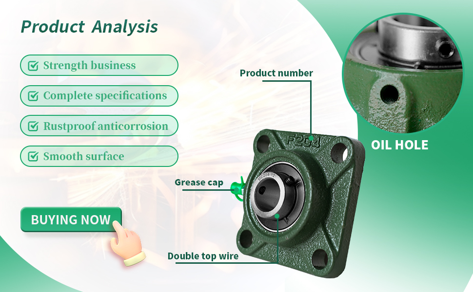 Grewirifc UCF204-12 Pillow Block Bearings (2 Pack) - 3/4 inch Bore, 4 Bolt Flange Mounted, Solid ...