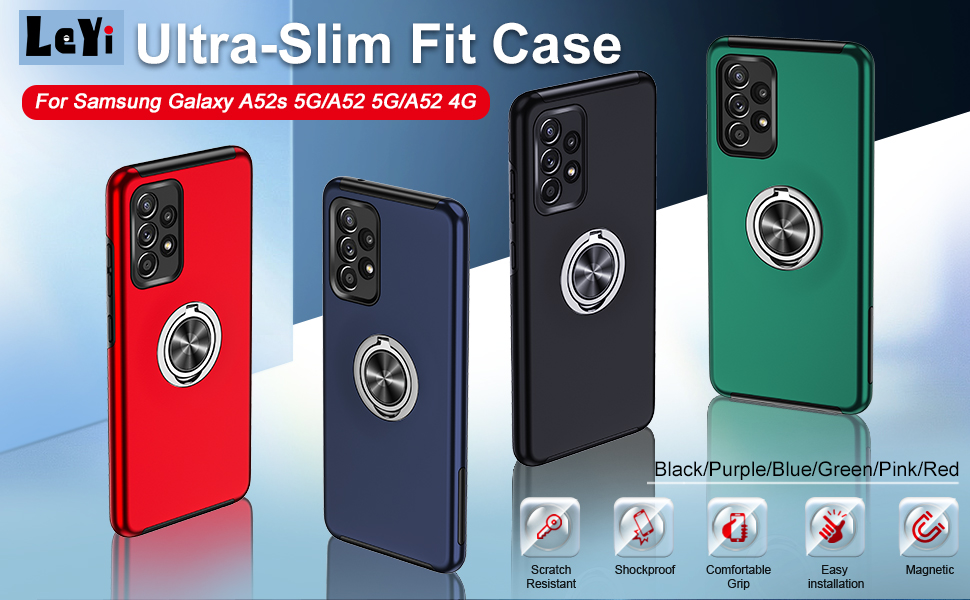 LeYi Hülle für Samsung Galaxy A52S 5G/A52 4G/5G Kameraschutz Handyhülle& 2*Hartglas Folie ...