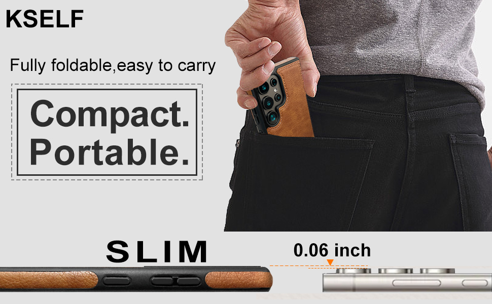 Amazon.com: KSELF Leather Case with Stand for Samsung Galaxy S24 Plus Case, Protective Soft Grip ...