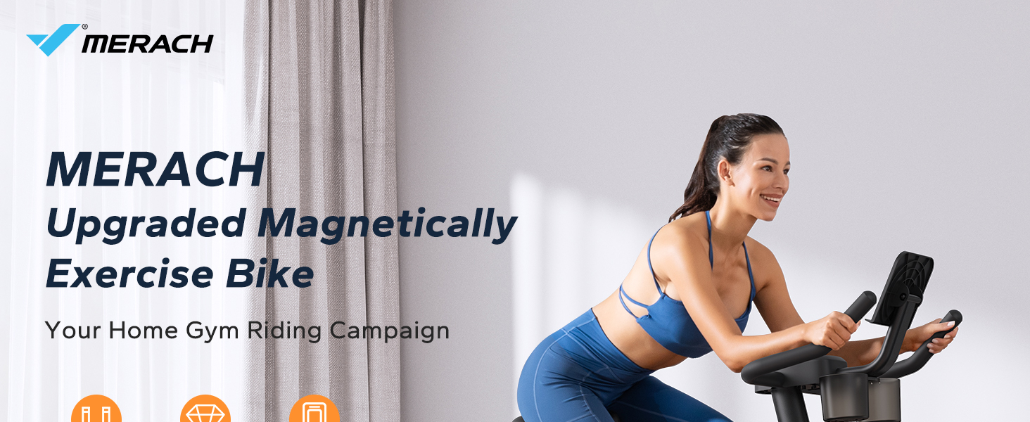 MERACH Exercise Bike, Brake Pad/Magnetic Stationary Bike with Exclusive App, Low Noise Indoor ...