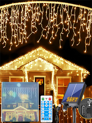 Solar Icicle Lights Outdoor Decorations - 56Ft 506 LED Icicle Christmas ...