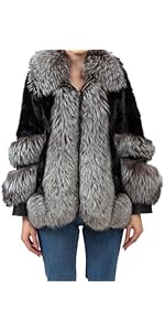 LVCOMEFF Women Natural Red Fox Silver Fox Fur Coat Furry Luxurious at Amazon Women's Coats Shop