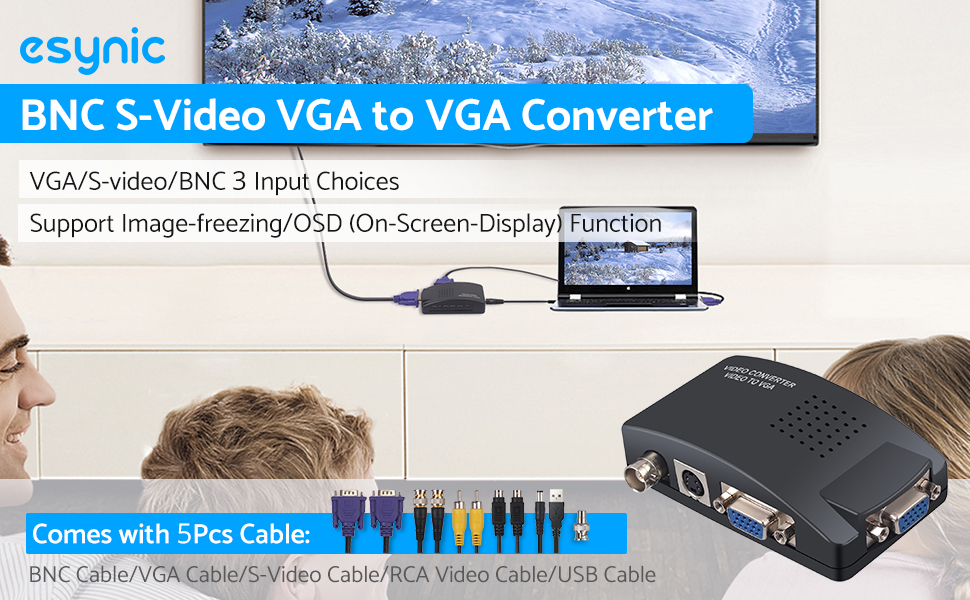 ESYNIC CCTV Camera BNC S-Video VGA to VGA Converter Box PC to TV VGA ...