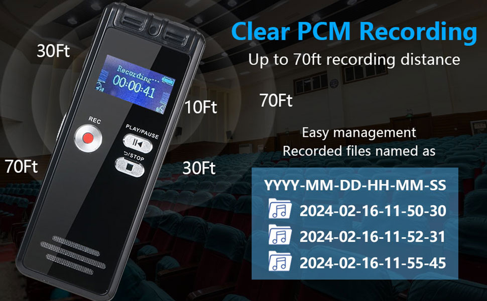 Amazon.com: 64GB Digital Voice Activated Recorder with Playback - 4552 ...