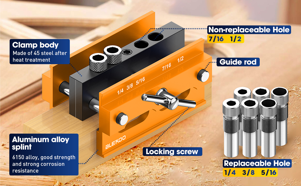 BLEKOO Self Centering Doweling Jig Kit, Drill Jig for Straight Holes ...