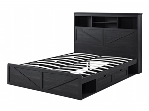 Amazon.com: ACCOHOHO Farmhouse Full Size Wood Bed Frame with 52" Tall Storage Headboard and 4 ...