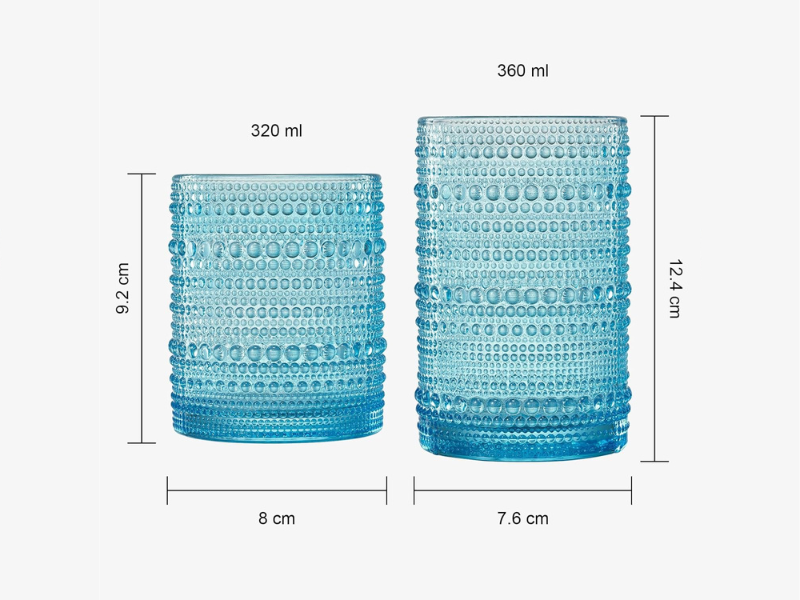 Amazon.com | Hobnail Drinking Glasses Colored Beaded Drinking | 12 Set | 6x Tumbler 11 OZ + 6x ...
