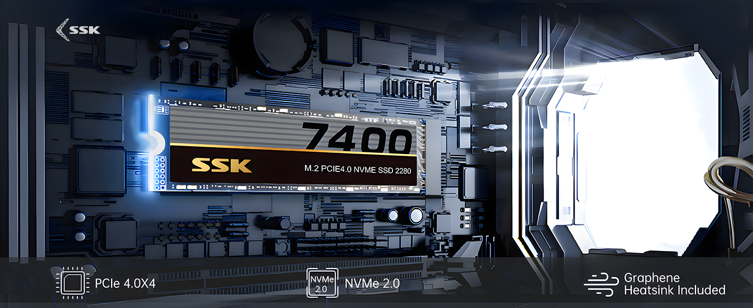 Amazon.com: SSK M.2 NVMe SSD 4TB, PCIe Gen 4.0 x4 M.2 2280 SSD Card Up to 7400MB/s, NVMe 2.0 ...