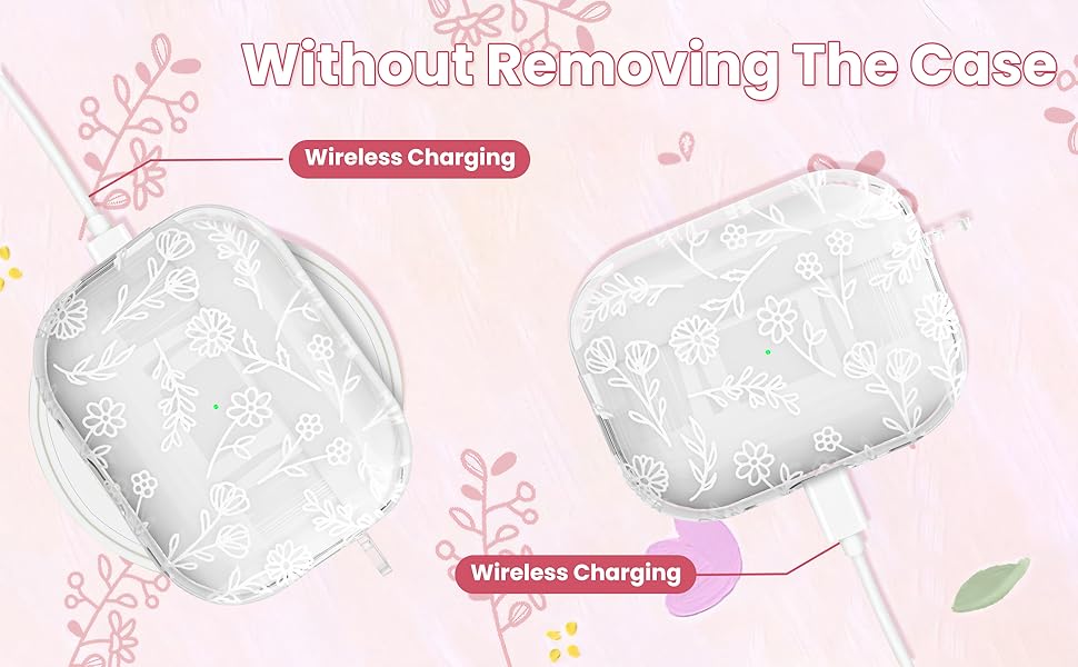 Amazon.com: MINSCOSE Compatible with AirPods 4 Clear Case,Cute Flower Floral Aesthetic Design ...
