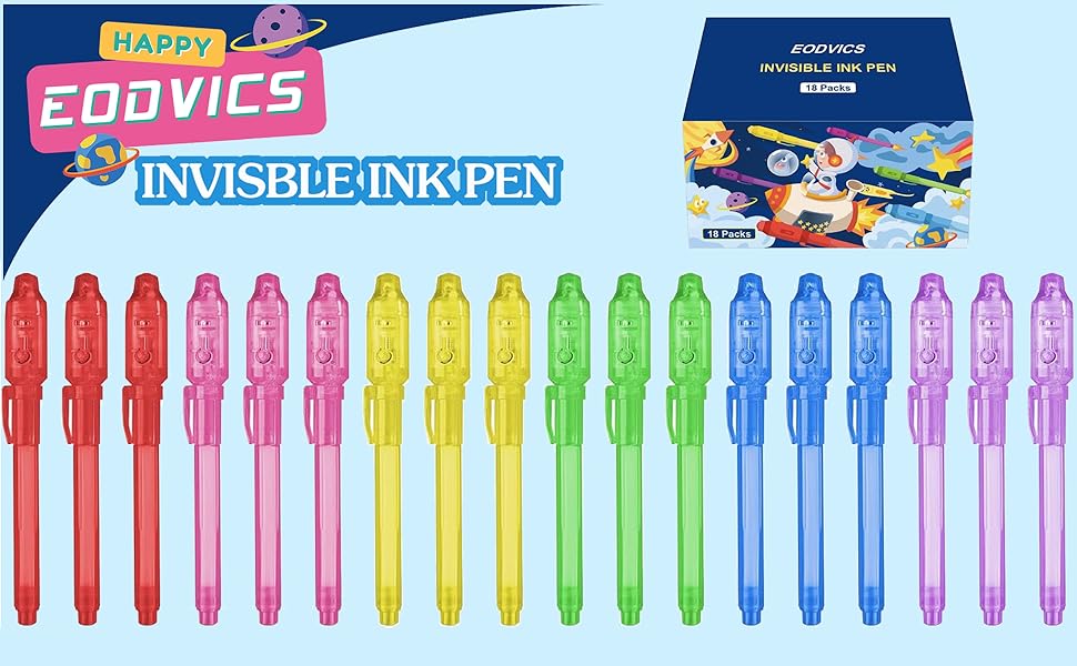 Amazon.com: EODVICS Invisible Ink Pens with UV Light for Kids, Spy Pen Party Favors for Kids 8 ...