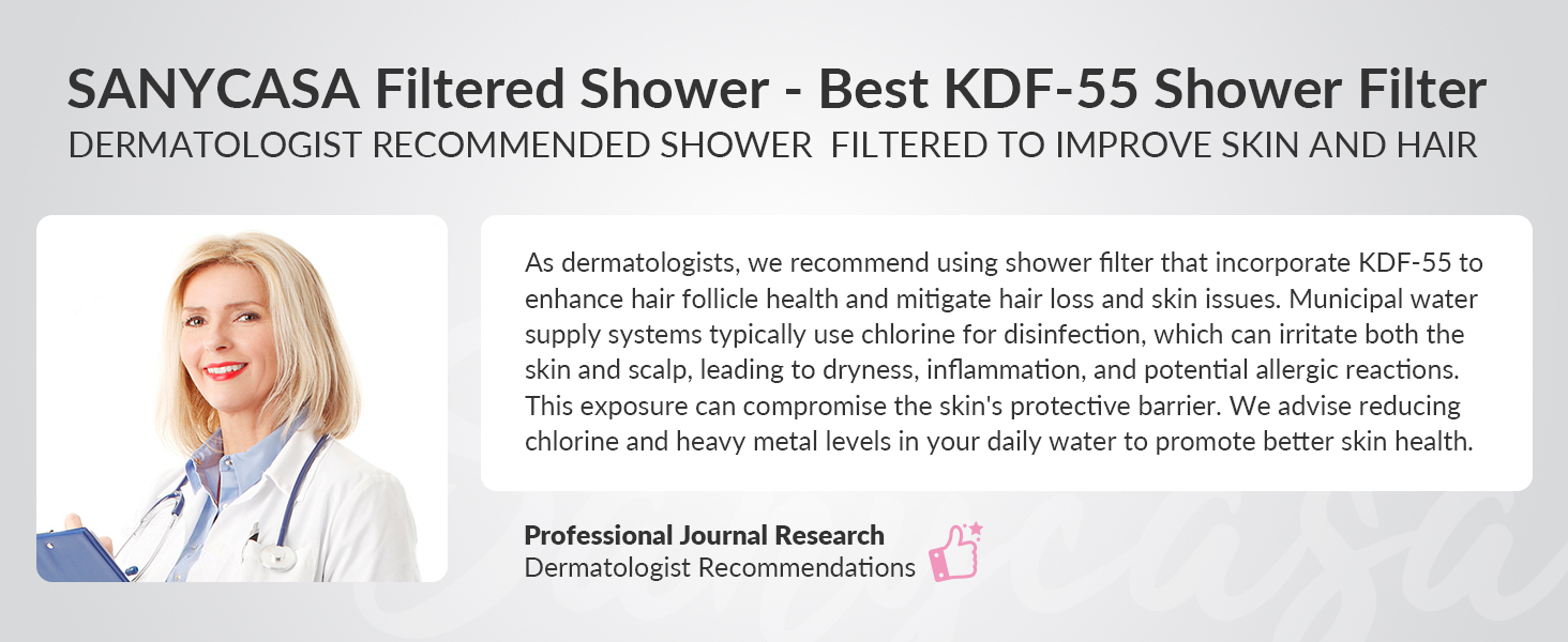 SANYCASA Shower Head Filter for Hard Water – One-Click Button, High Output KDF-55 Filter Removes ...