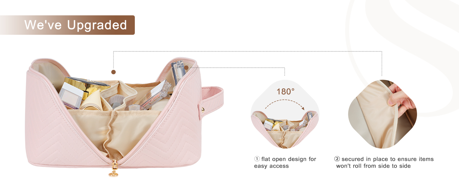 Amazon.com: SOVICO Travel Makeup Bag with 180° Flat Open Design, Large Cosmetic Bag for Women ...