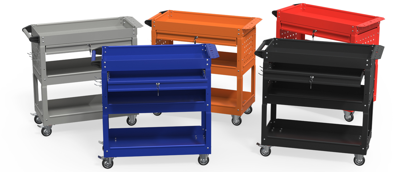 Amazon.com: Wanmwill 3-Tier Rolling Tool Cart, Metal Heavy Duty Utility Cart on Wheels with ...