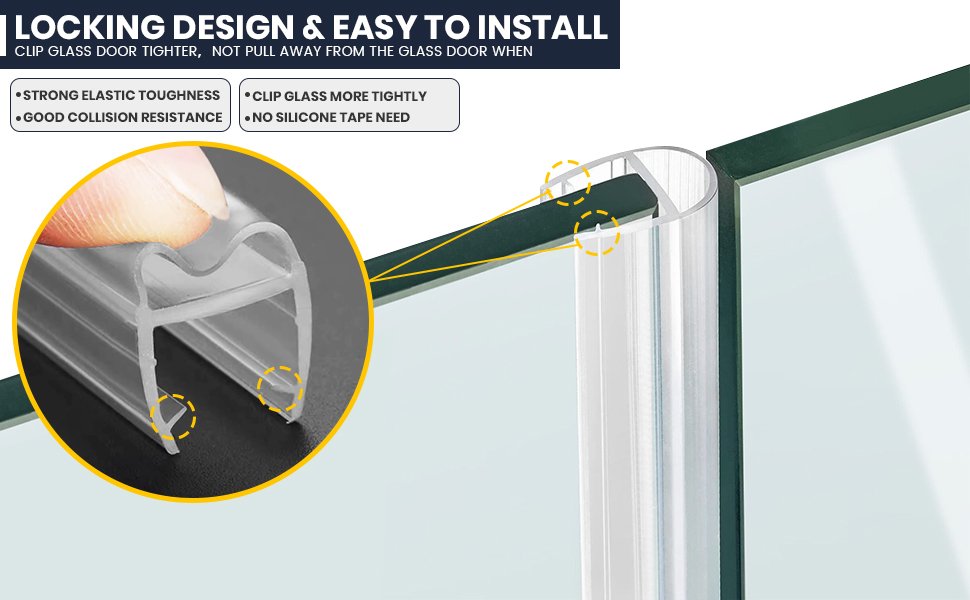 Amazon.com: Shower Glass Door Side Seal, 2PCS 78 Inch Ultra Clear U-Shape PVC Seal Strip, for 5/ ...
