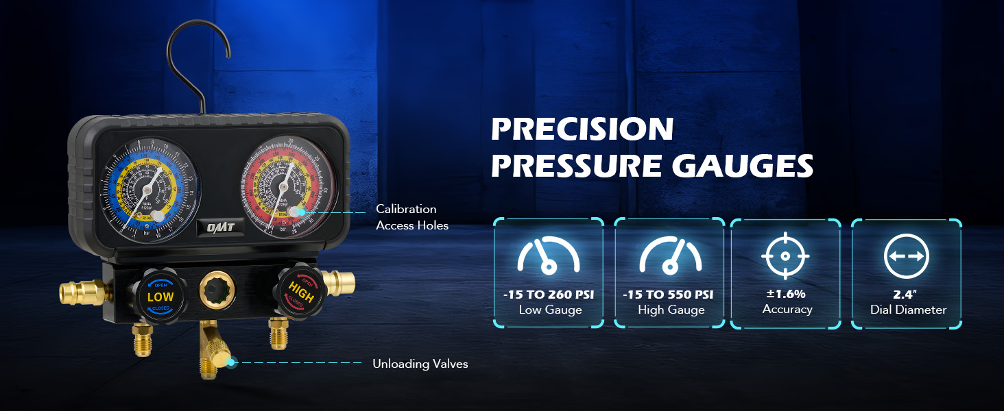 Amazon.com: Orion Motor Tech AC Gauges, 3 Way Manifold Gauge Set for R1234yf R134a R404a ...