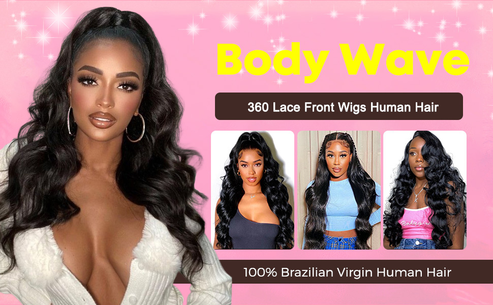 Amazon.com : SUPERLOOK 360 Lace Front Wigs Human Hair 200% Density HD Transparent Body Wave Lace ...