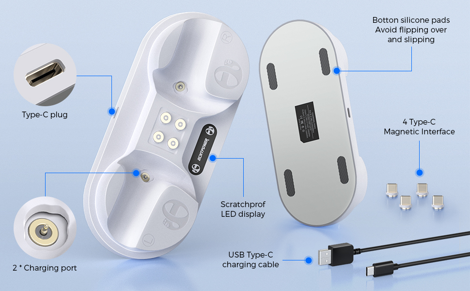 ECHTPower PSVR 2 Charging Station,PS5 VR2 Charging Dock,Fast Charger for Playstation VR2 Sense ...