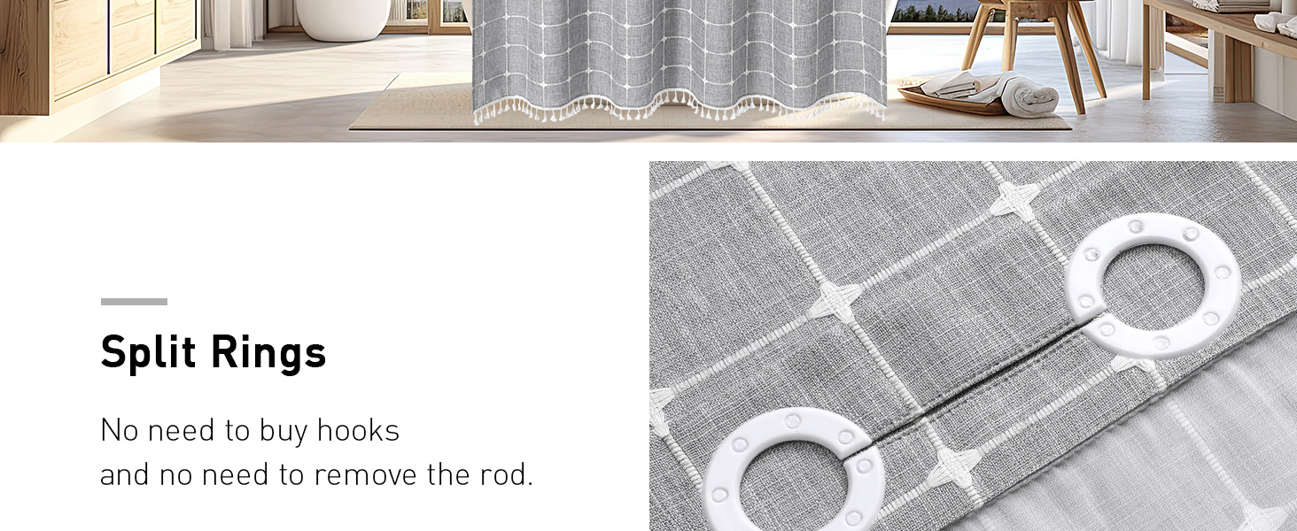 Amazon.com: MitoVilla No Hooks Required Farmhouse Shower Curtain with Snap-in Liner - with ...