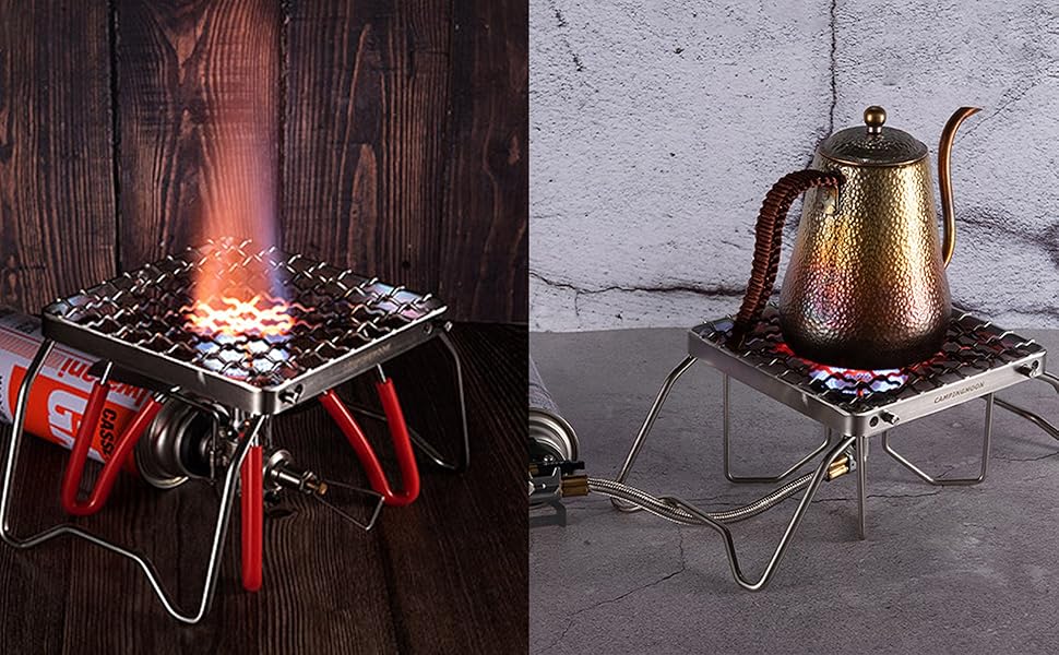 Campingmoon Portable Campfire Grill Grate 304 Stainless Steel Folding Camping Grill Over Gas ...