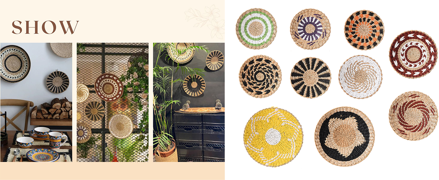 MSUIINT Boho Hanging Woven Wall Baskets,Hanging Wall Basket Decor Set ...