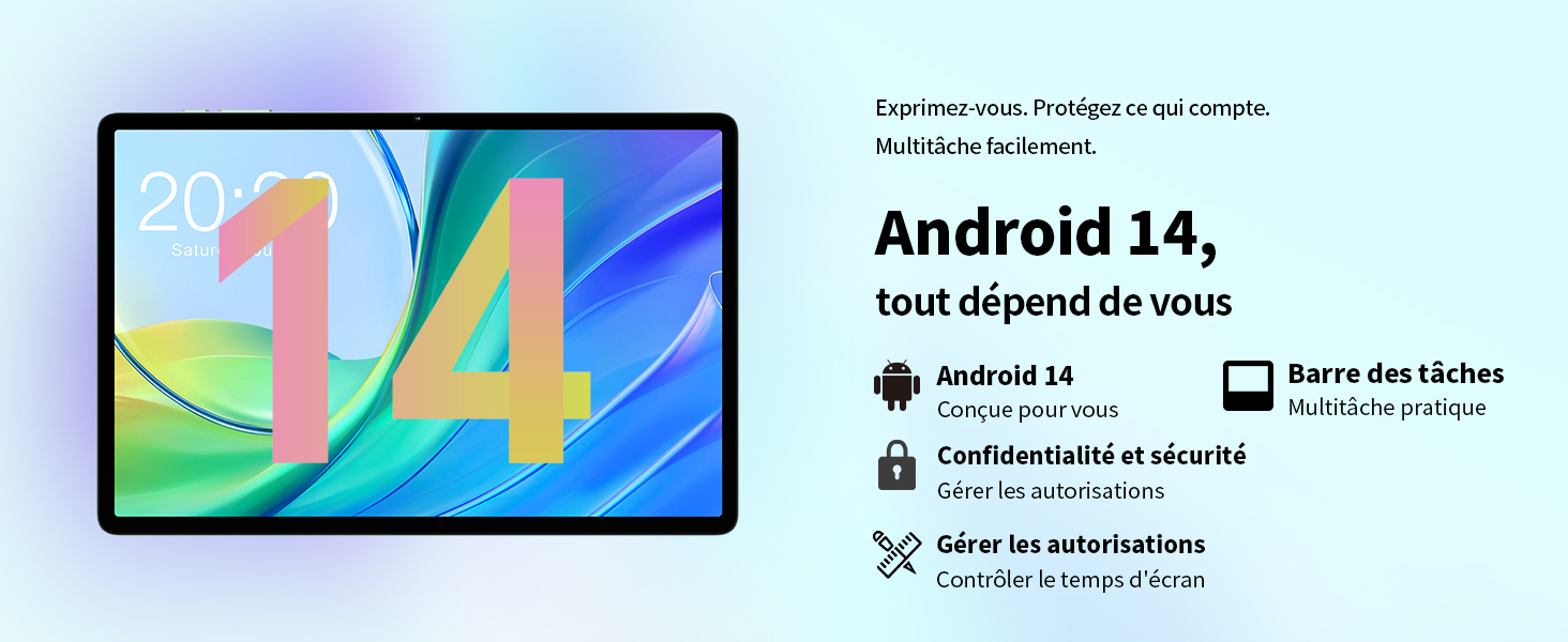 TECLAST M50 Android Tablet 14.14GB RAM 128GB ROM (1TB TF) Octa-Core Touchscreen Tablet 10 Inch ...