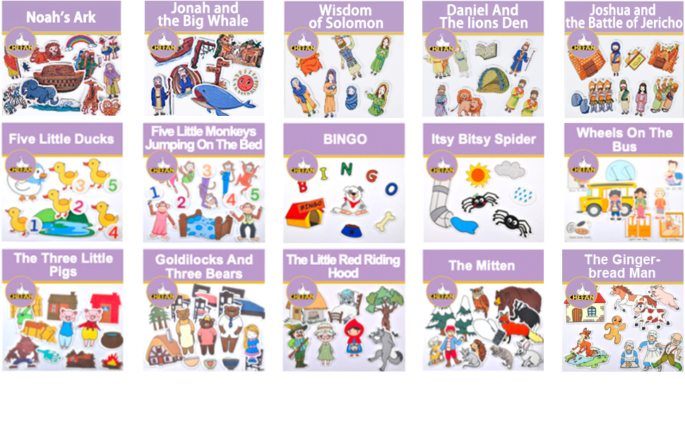 Amazon.com: CHEFAN 4 Pack Felt Board Bible Stories Set, Flannel Board Stories Elijah and The ...