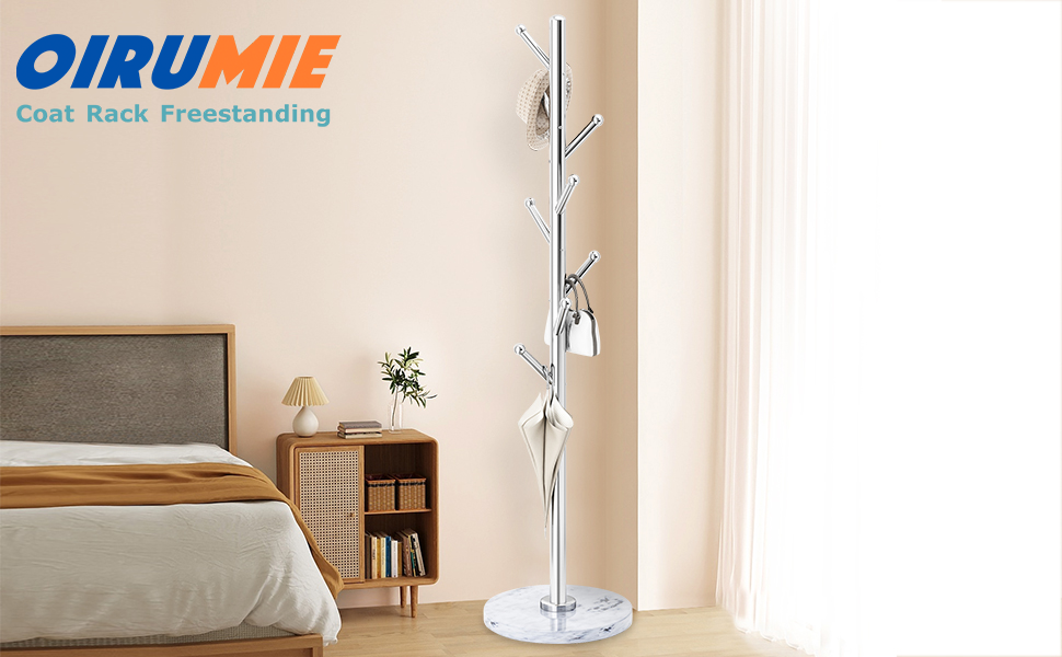 OIRUMIE Perchero con base de mármol natural, perchero de metal no empotrado, moderno soporte ...