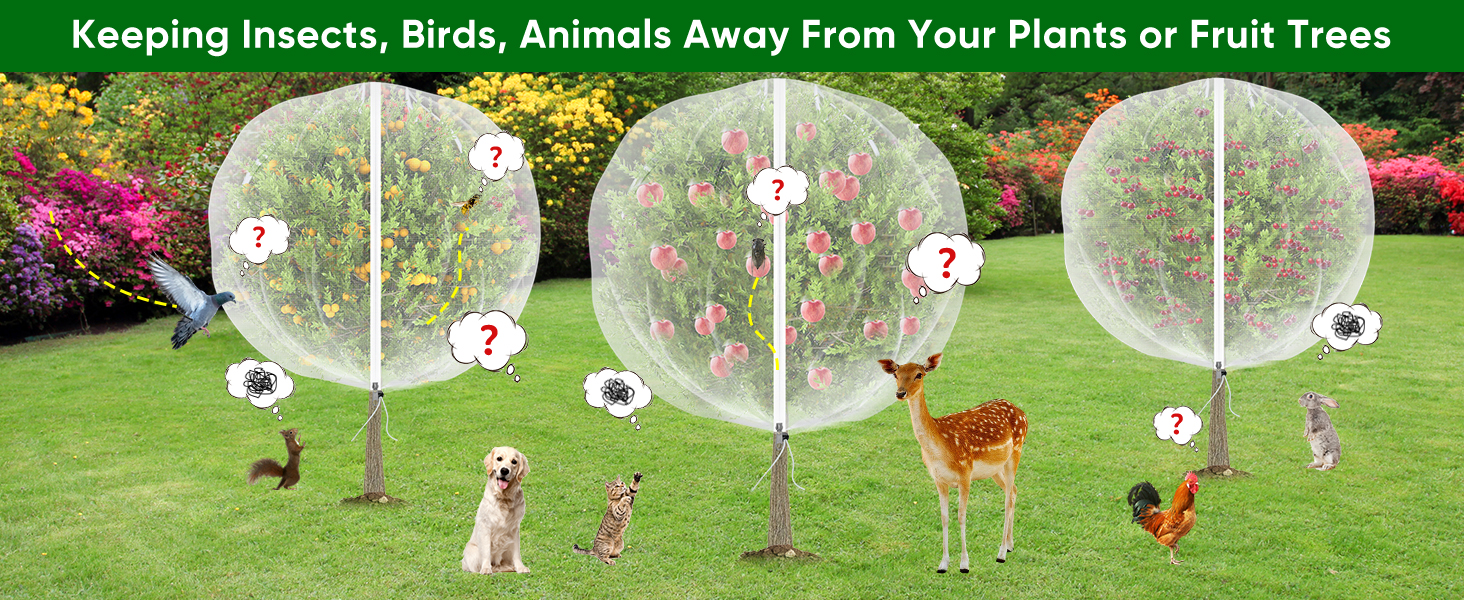 Amazon.com : Large Fruit Trees Netting Zipper - 2Pcs 10X10 FT with Drawstring Bird-Proof,Durable ...