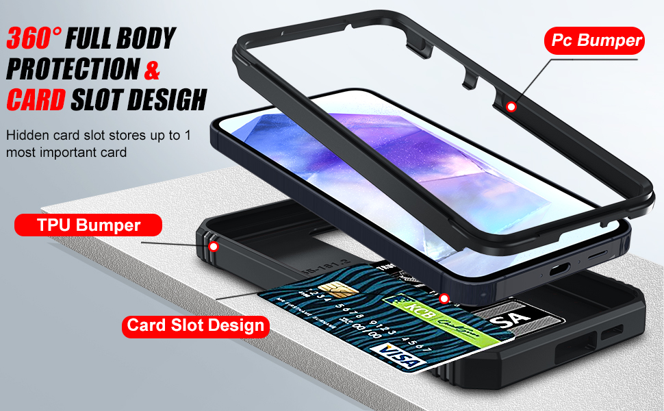 LeYi for Samsung Galaxy A55 5G Case with Camera Cover Slider, Full Body Armour Shockproof Phone ...