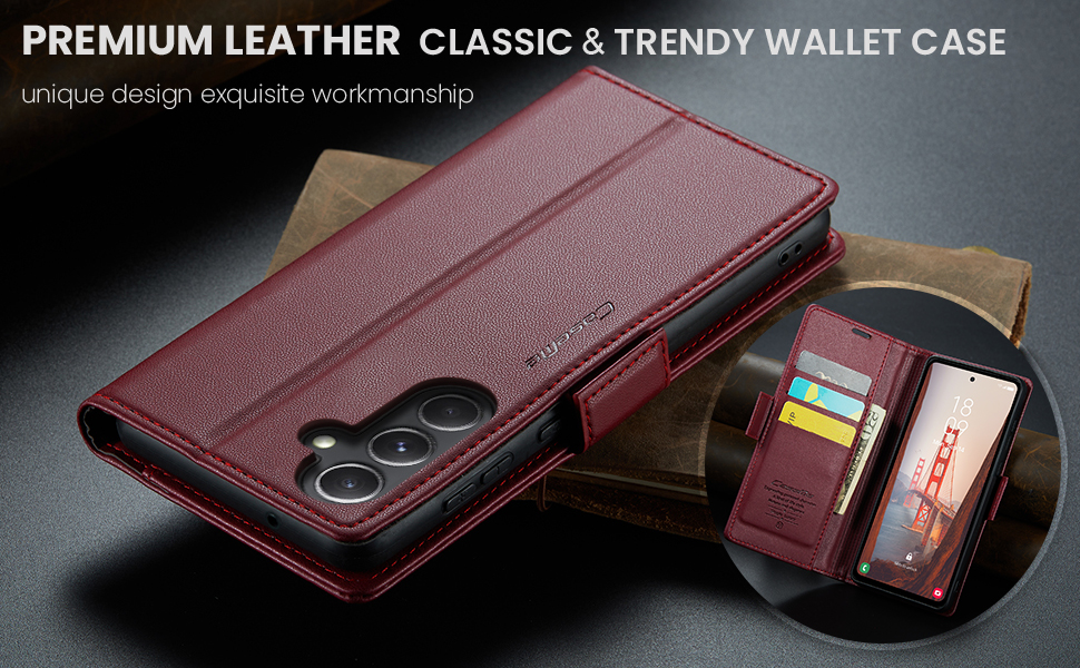 Amazon.com: Taneny for Samsung Galaxy S24 FE Case, [RFID Blocking] Magnetic Closure PU Leather ...