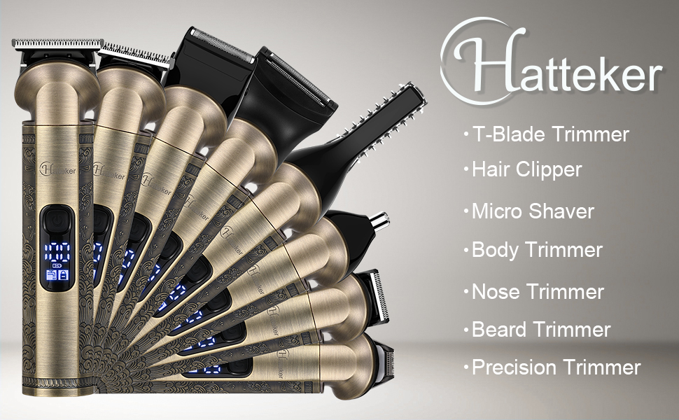 Hatteker Tondeuse Barbe Homme Tondeuse Cheveux Professionnelle Avec Lame en T de Coupe de ...