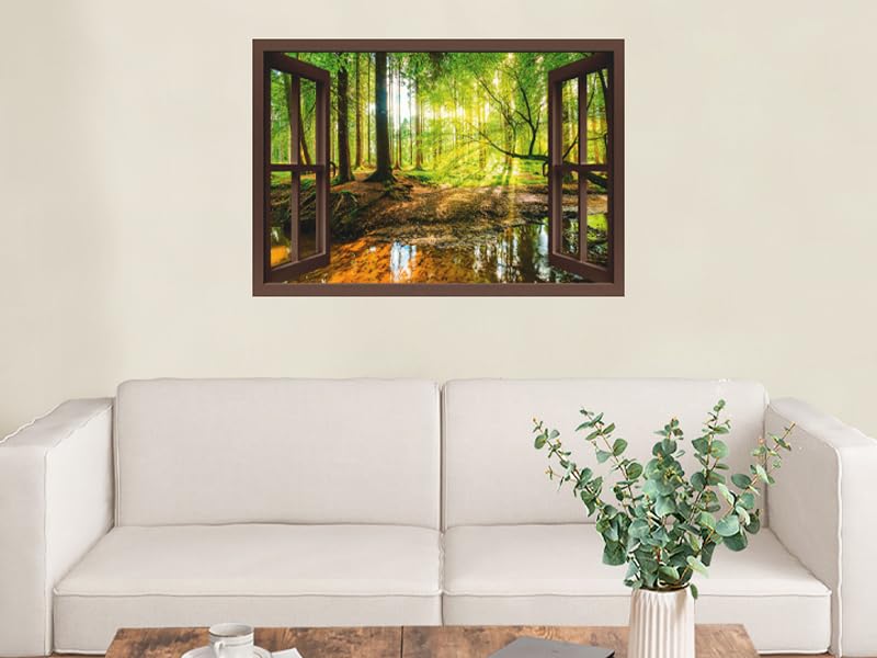 ARTland Wanddeko Wandtattoo selbstklebende Vinylfolie 100x70 cm Fensterblick Fenster Botanik ...