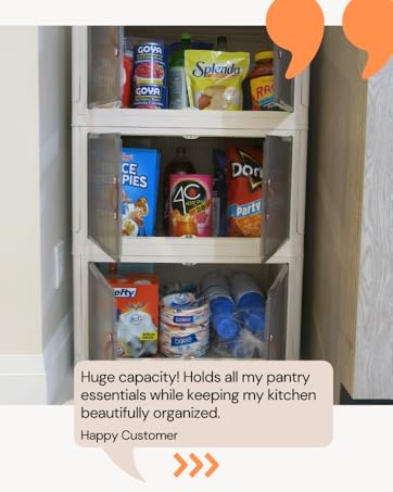 Amazon.com - PROKTIK 30 QT 3 Tier Folding Storage Bins with Doors ...