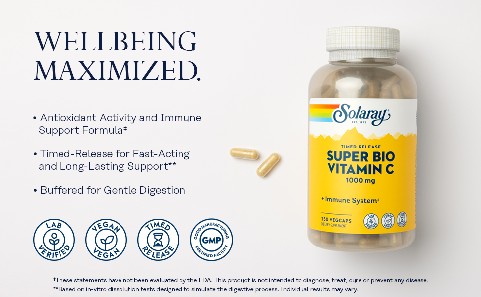 Amazon.com: SOLARAY Super Bio Vitamin C 1000mg, Buffered, Time Release Capsules with ...