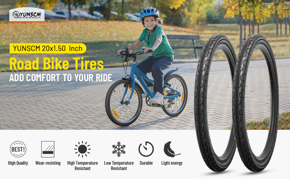 Amazon.com : YUNSCM 2-PCS 20" Bike Tires 20x1.50/40-406 and 20" Heavy Duty Bike Tubes Schrader ...