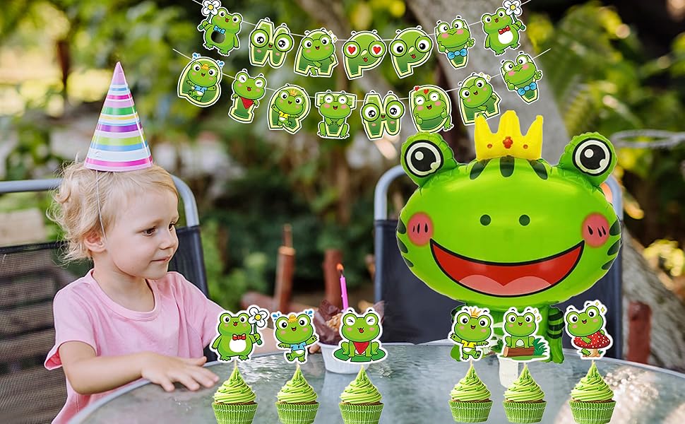 JINGYOU Frog Birthday Party Supplies,Frog Theme Decorations, Supplies ...