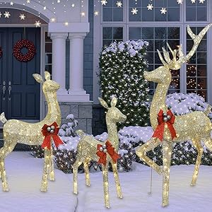 Amazon.com: winemana 3 Pcs Christmas Reindeer Decorations Outdoor, Lighted Large Deer Yard Decor ...