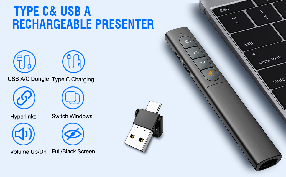 Amazon.com : Presentation Clicker Wireless Slide Remote for Powerpoint ...