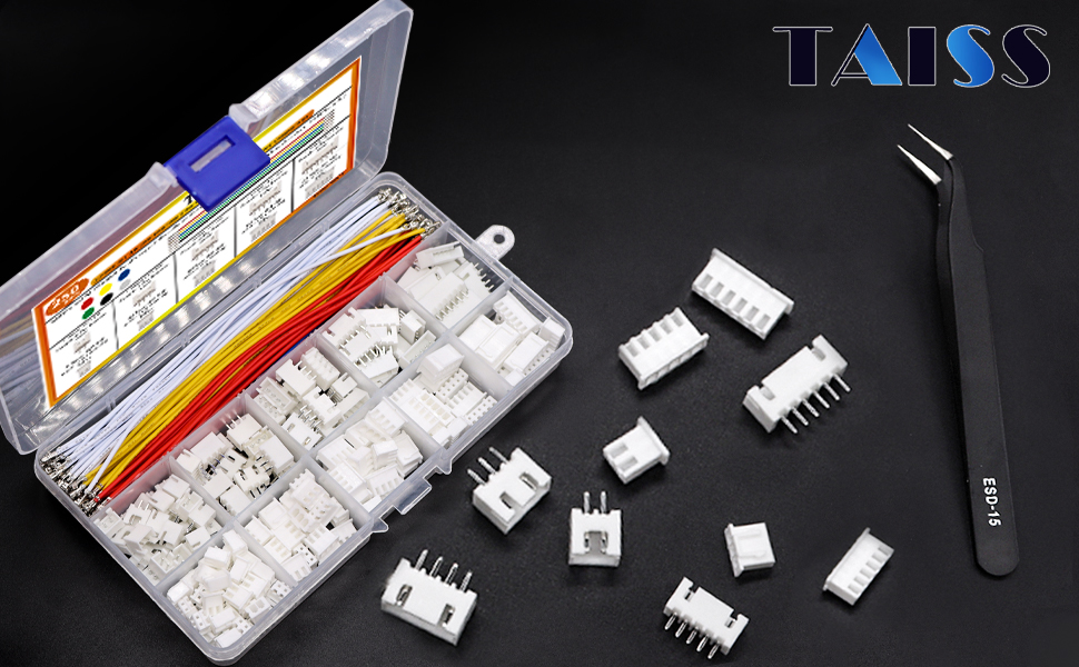 Amazon.com: Taiss 250PCS JST XH Connector Kit 2.54mm 2Pin 3Pin 4Pin 5Pin 6Pin Housing Female and ...
