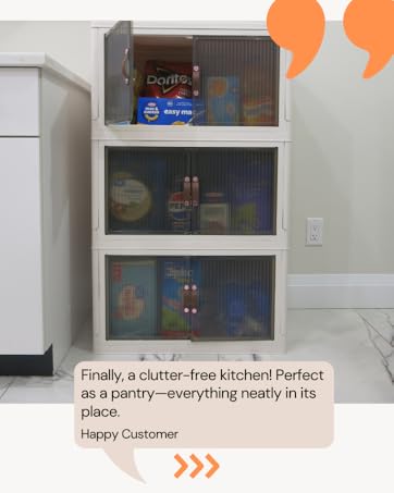 Amazon.com - PROKTIK 30 QT 3 Tier Folding Storage Bins with Doors ...