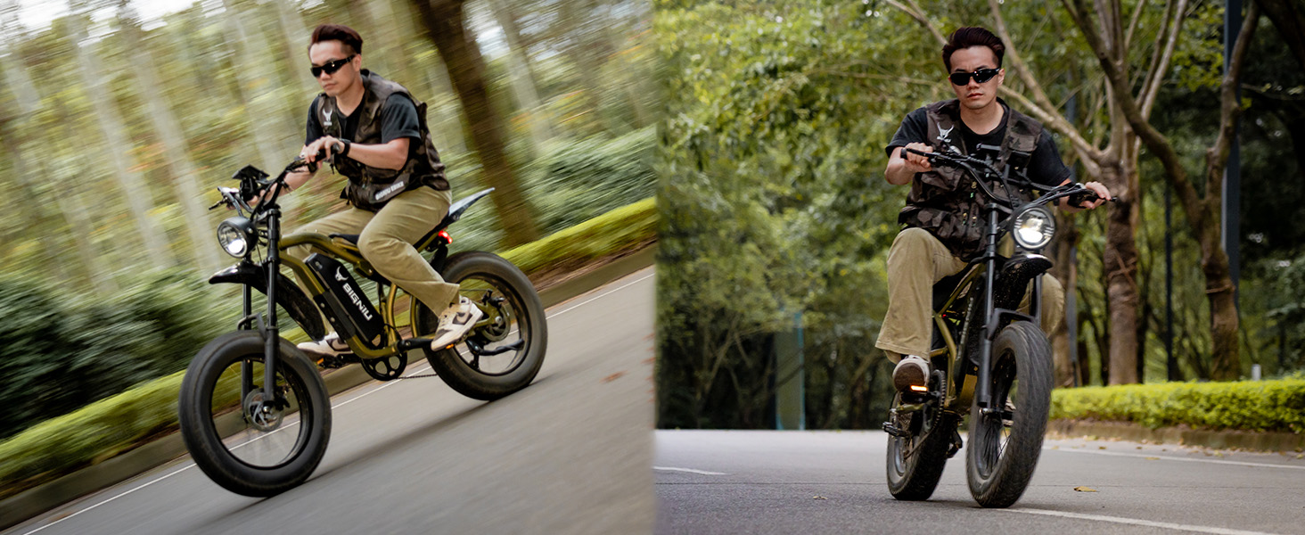 Amazon.com : BIGNIU Electric Bike for Adults – 20" Fat Tire, Peak 1200W Motor, 48V 15A Battery ...