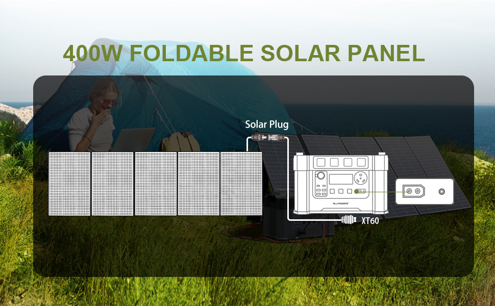 ALLPOWERS 400W Foldable Solar Panel, Portable Solar Panel, Solar Charger, Solar Kit, Solar ...