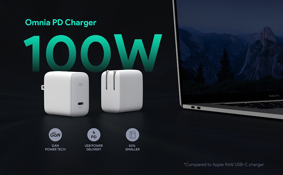 Amazon | 100W PD急速充電器 Omnia 100W USB-C 1ポート iPhoneシリーズ対応/Android/iPad/MacBook/ノートPC/Switch 各種対応 ...