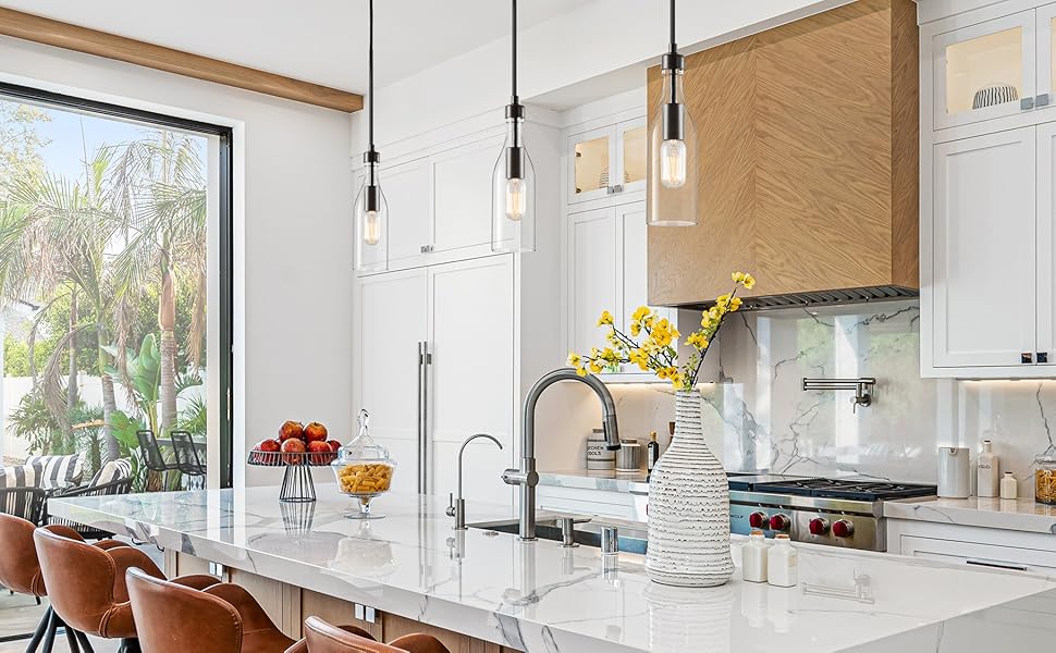 LOG BARN Farmhouse Glass Pendant Light Fixtures, Modern Industrial ...