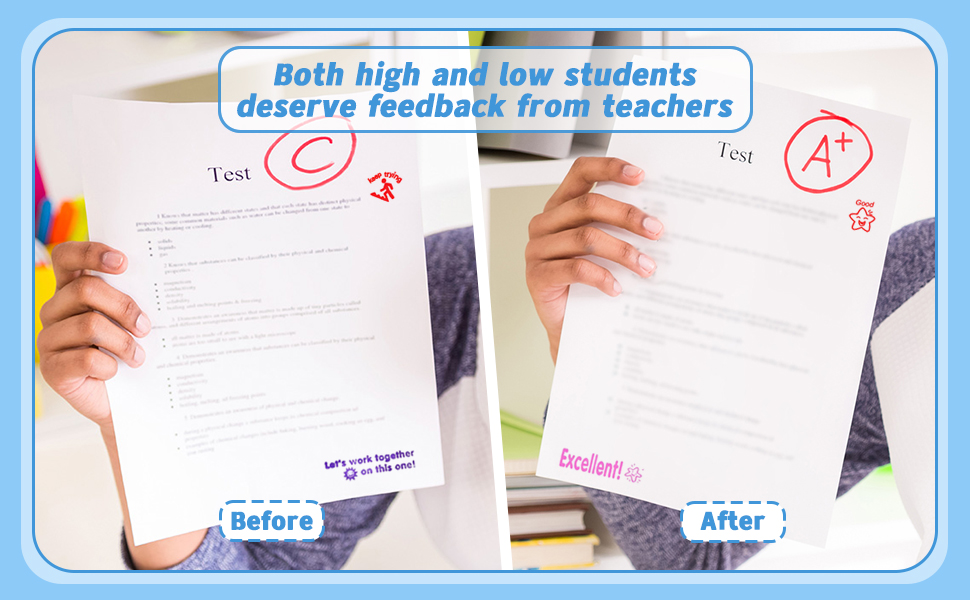 Amazon.com : XIACIBDUS 18Pcs Teacher Stamps Set, Self-Inking Teacher Stamps for Classroom, Cute ...