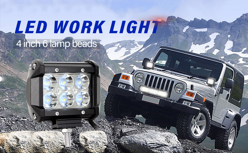 RIGIDON 2 Pcs Faro da Lavoro Led, 12V 24V 4 Pollici 10cm 18W Spot Luci di Lavoro a Led, Fari di ...