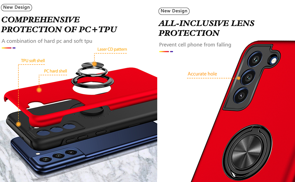 Amazon.com: Galaxy S21 FE Case for Samsung S21 FE Case Military Grade Shockproof Built-in Ring ...