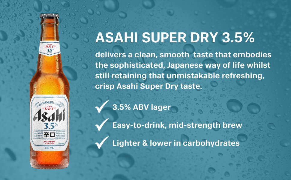 Asahi Super Dry Beer 3.5%, Low Carb Mid-Strength Beer, Refreshing & Crisp with a Slight Bitter ...