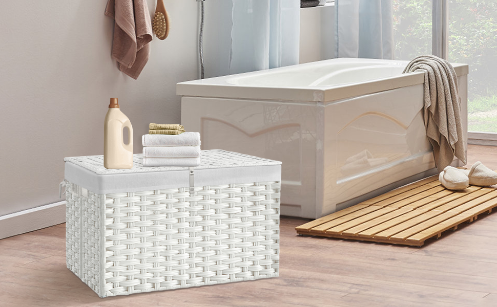 Amazon.com: 180L Wicker Storage Basket with Lid, Handwoven Rattan Large ...